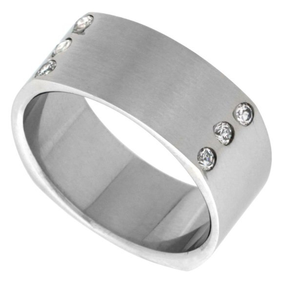 Accessories | Surgical Stainless Steel 9mm Cz Wedding Band | Poshmark